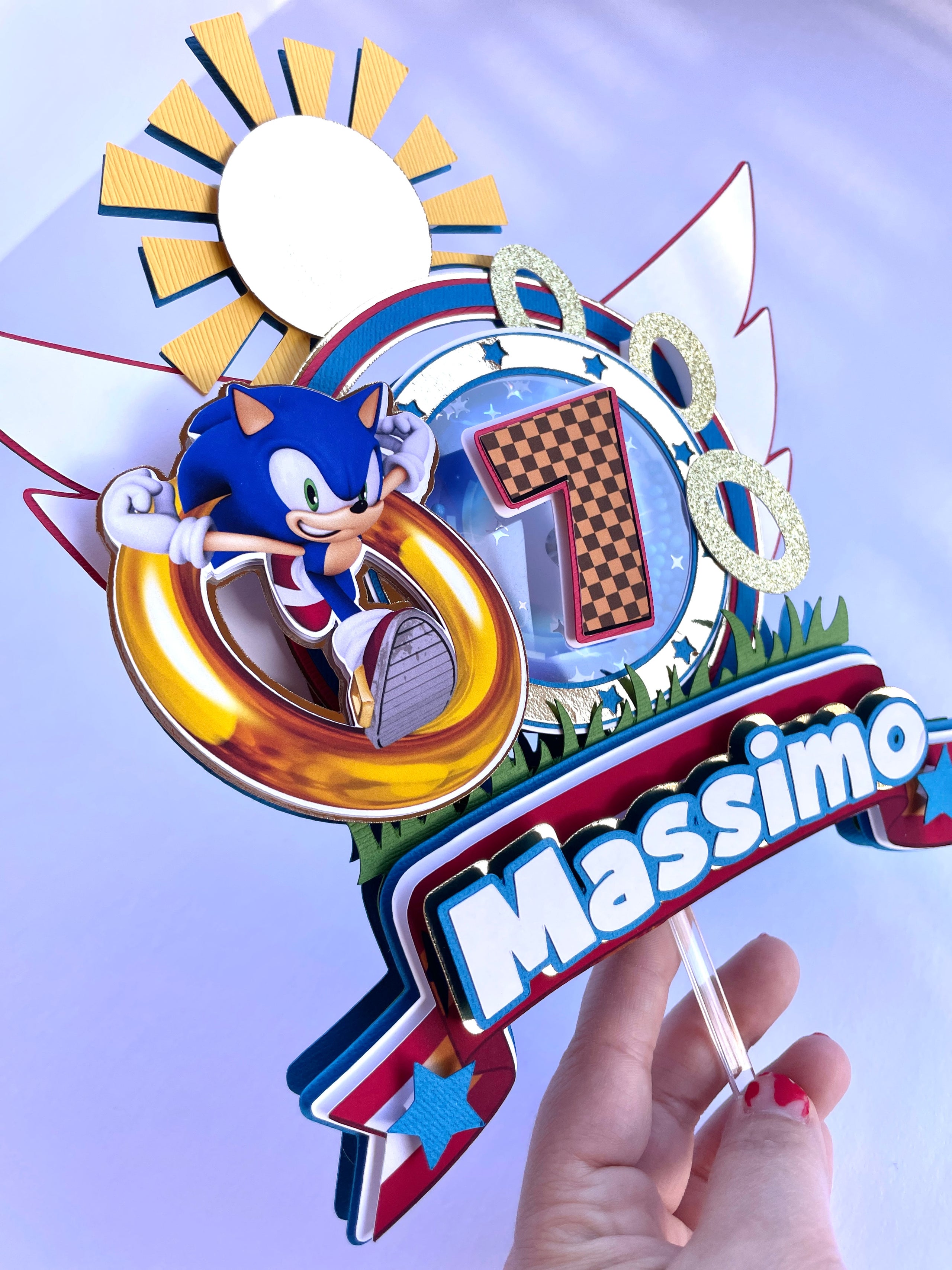 Sonic Inspired Cake Topper Seniaaspaperstudio